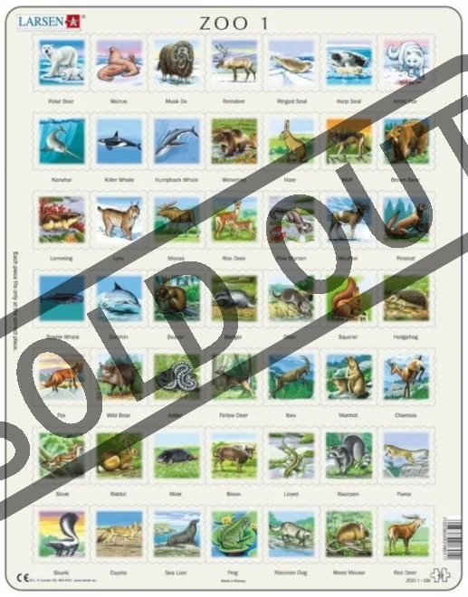 LARSEN Puzzle Zvířata severní polokoule (anglicky) 49 dílků | Puzzle ...