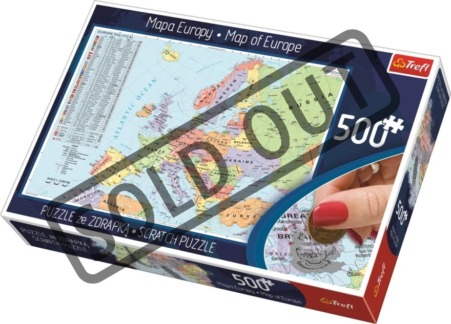 TREFL Scratch puzzle Politická mapa Evropy 500 dílků | Puzzle-puzzle.cz