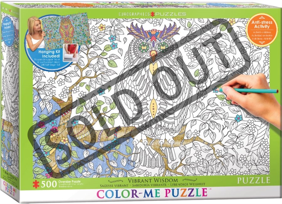 EUROGRAPHICS Color me puzzle Moudrá sova 500 dílků + sada na zavěšení ...