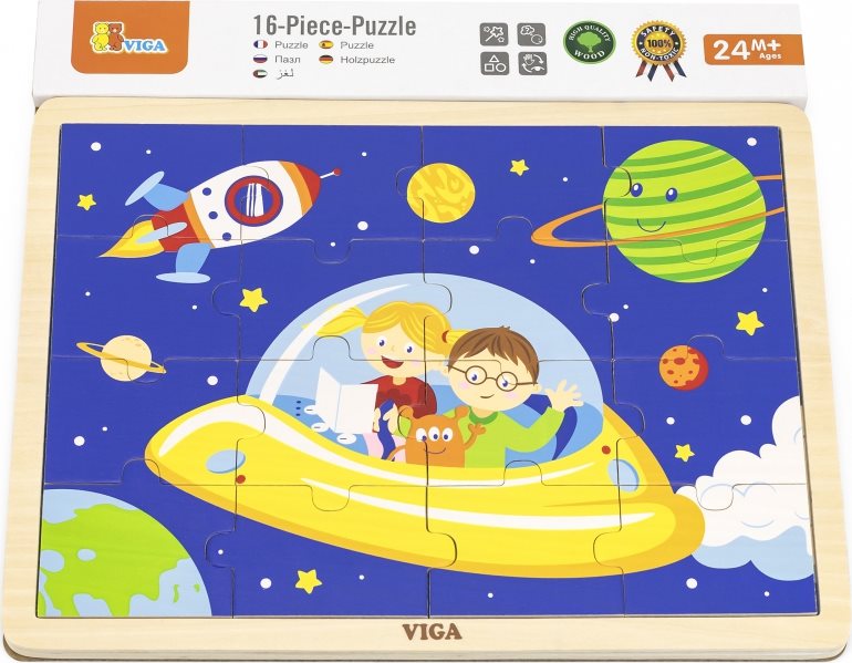 VIGA Dřevěné puzzle Vesmír 16 dílků | Puzzle-puzzle.cz
