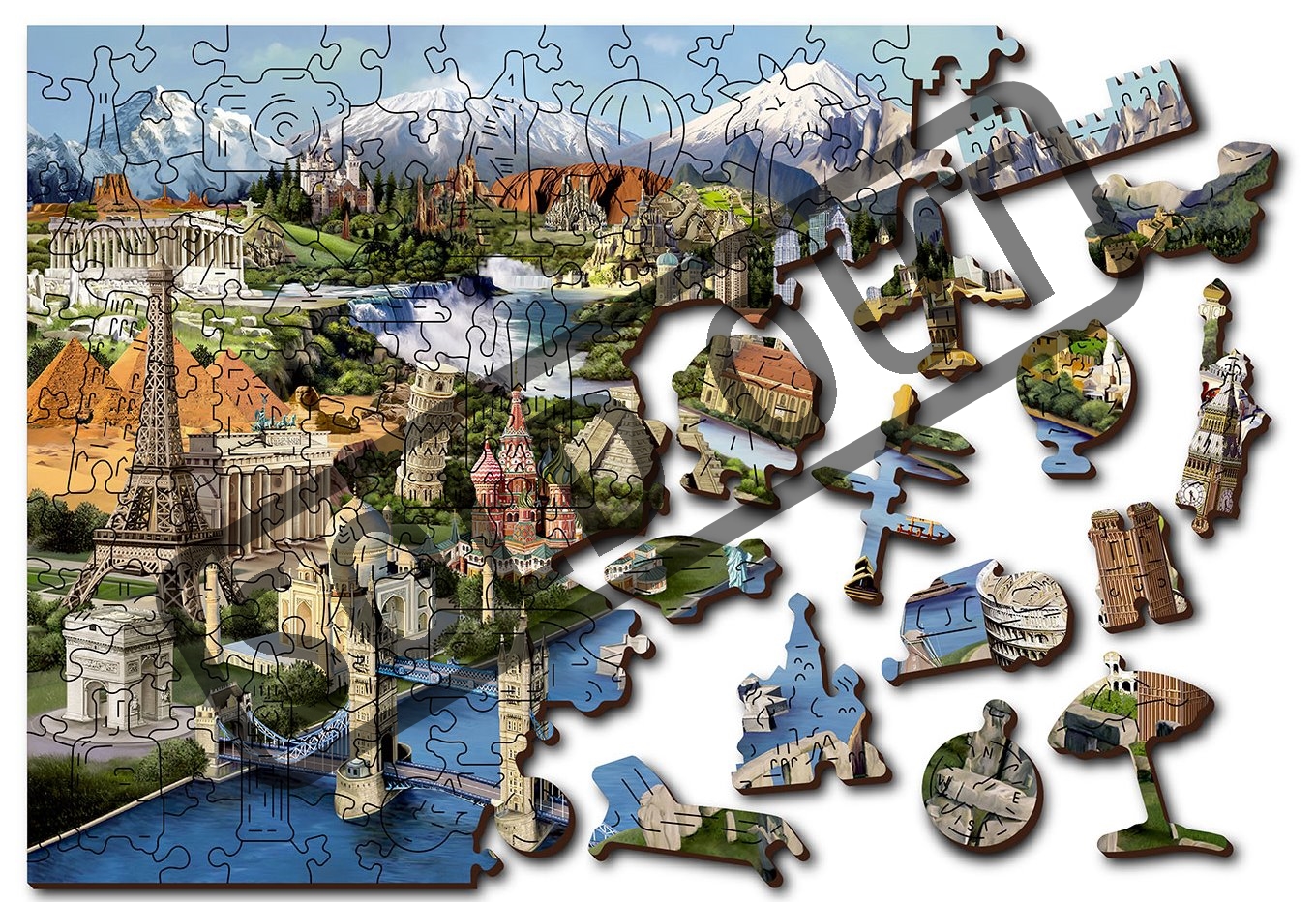 WOODEN CITY Dřevěné puzzle Světové památky 2v1, 600 dílků EKO | Puzzle ...