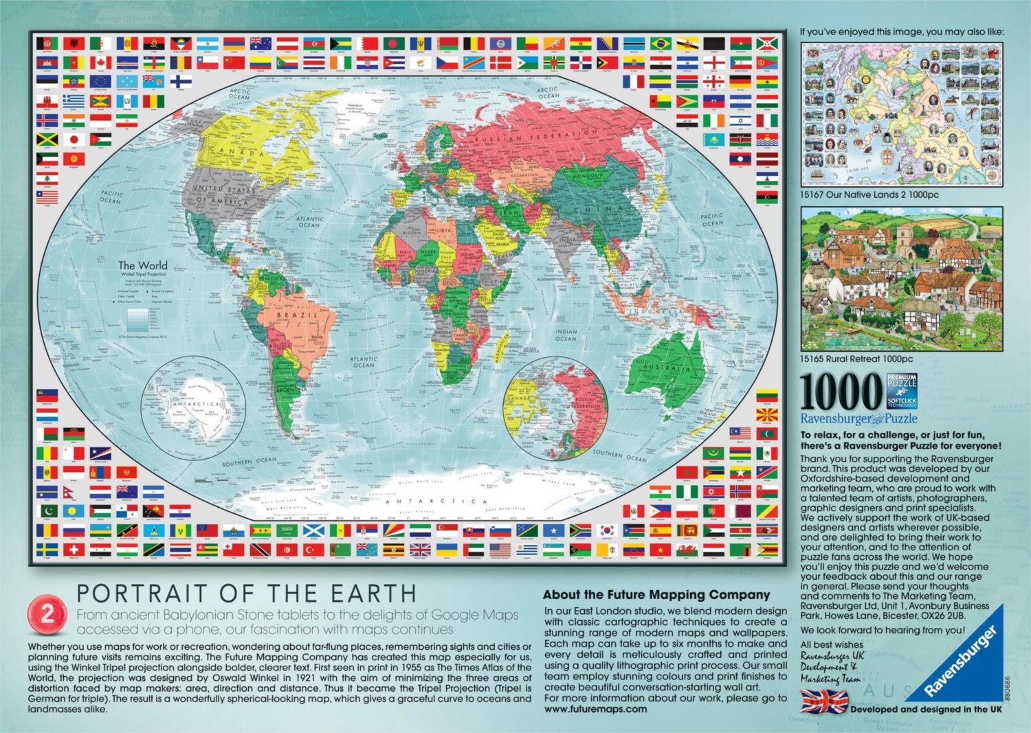 RAVENSBURGER Puzzle Barevná mapa světa 1000 dílků | Puzzle-puzzle.cz