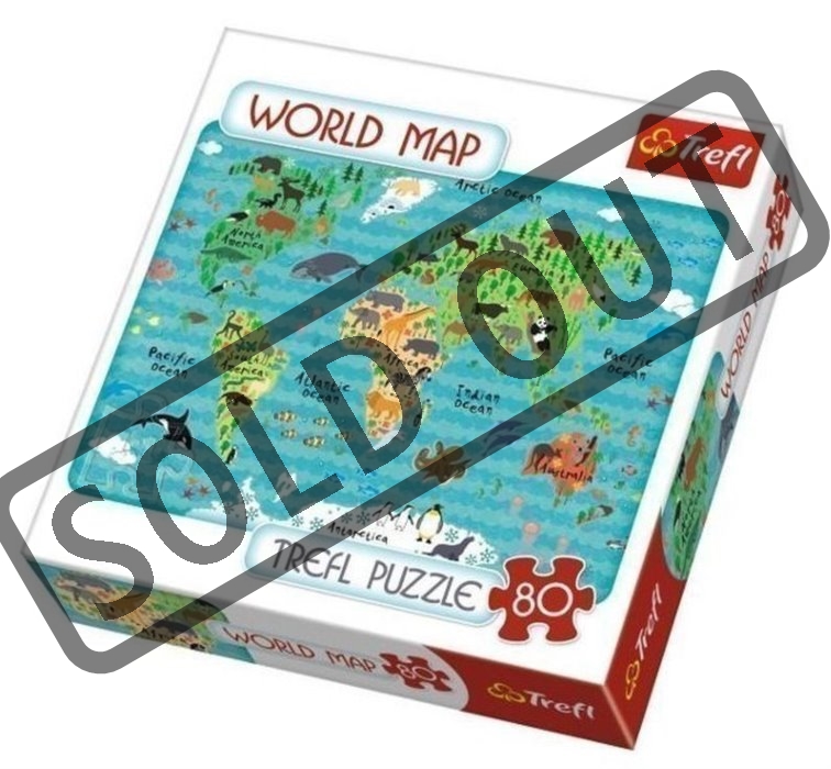 TREFL Puzzle Dětská mapa světa 80 dílků | Puzzle-puzzle.cz