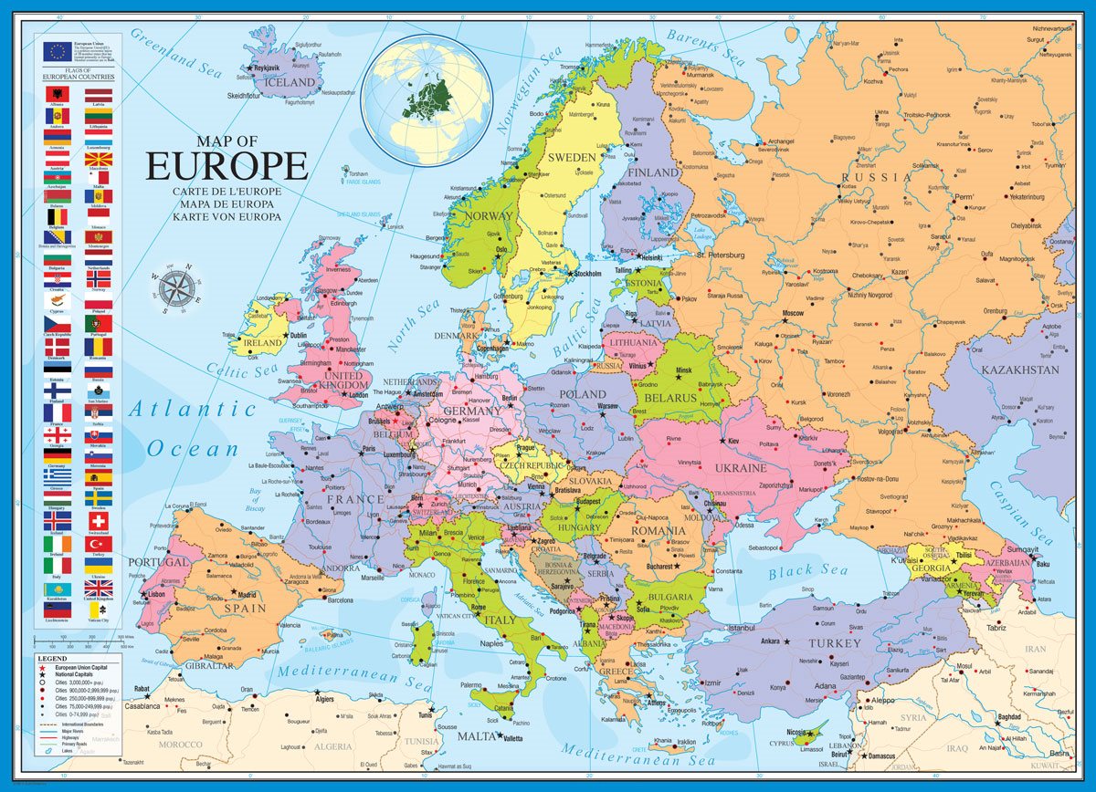 EUROGRAPHICS Puzzle Mapa Evropy 1000 dílků | Puzzle-puzzle.cz