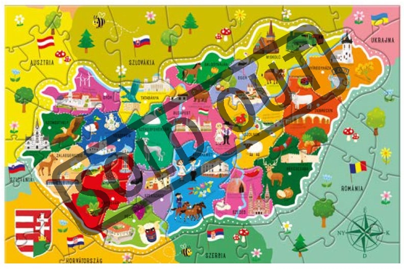 TREFL Puzzle Mapa Maďarska 44 dílků | Puzzle-puzzle.cz