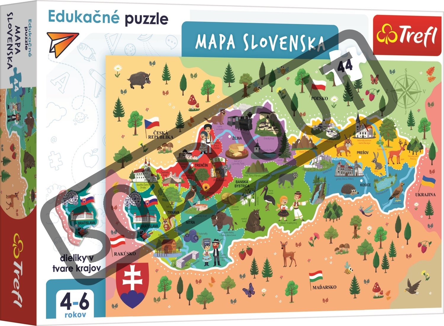TREFL Puzzle Mapa Slovenska 44 dílků | Puzzle-puzzle.cz