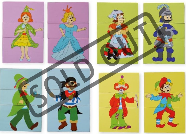 WOODY Dřevěná skládačka Pohádkové postavy 8x3 dílky | Puzzle-puzzle.cz