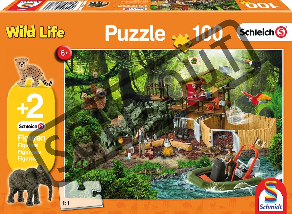 SCHMIDT Puzzle Schleich Záchranná stanice 100 dílků + figurky Schleich ...