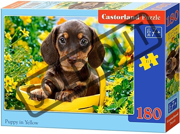 CASTORLAND Puzzle Štěně ve žlutém 180 dílků | Puzzle-puzzle.cz
