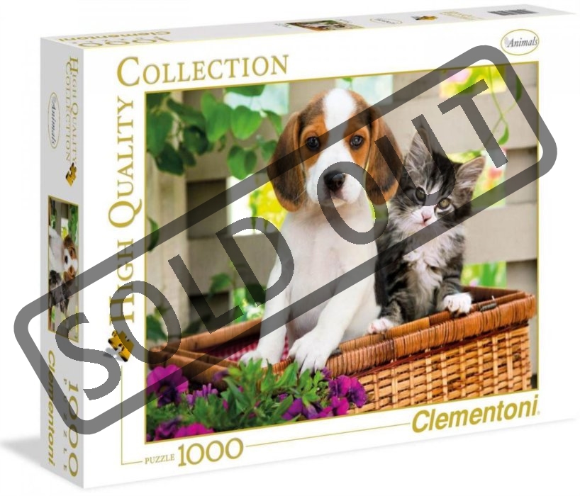 CLEMENTONI Puzzle Štěně a kotě 1000 dílků | Puzzle-puzzle.cz